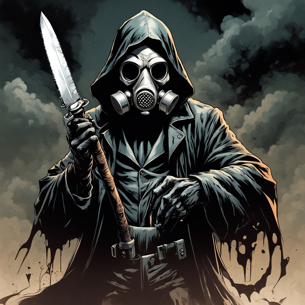 Classic grim reaper wearing gas mask by KD - Playground