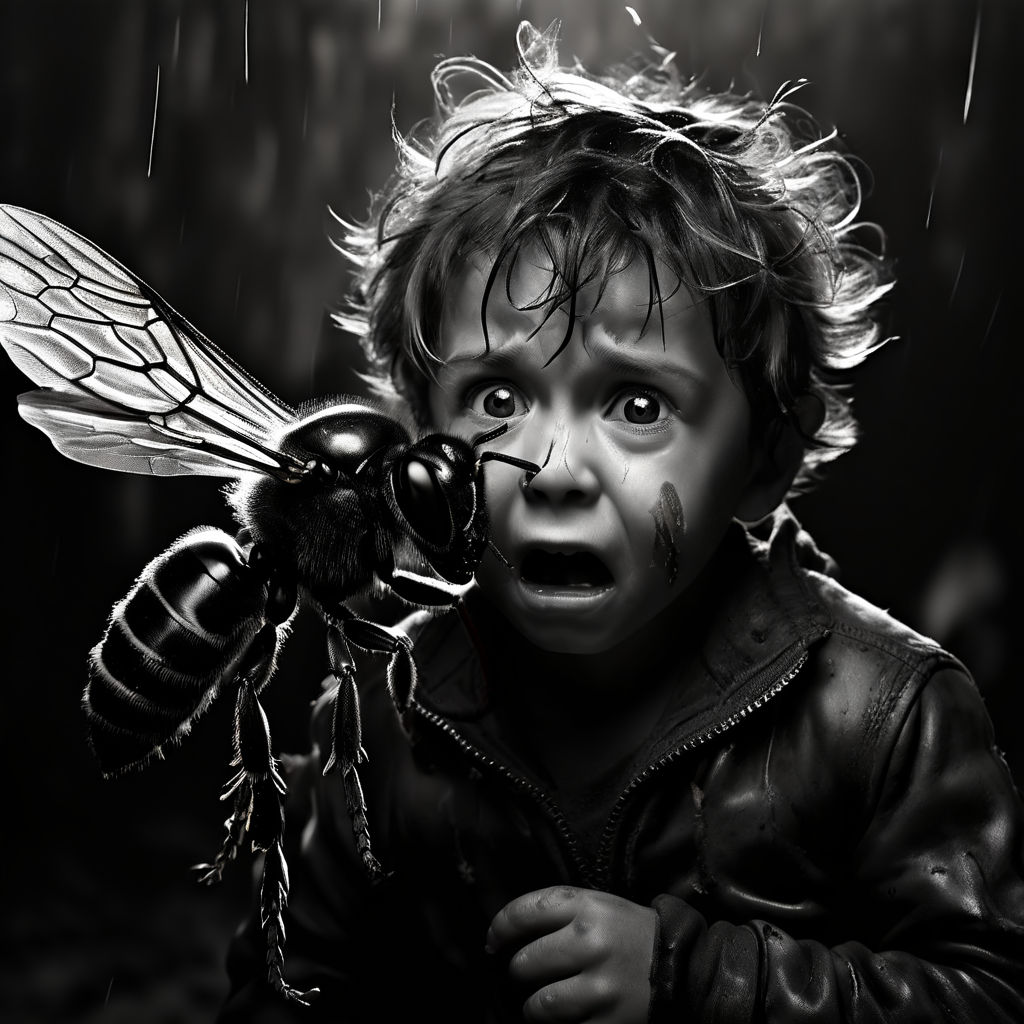 Wasp stinging scared boy crying by ismael de jesus moreira junior ...