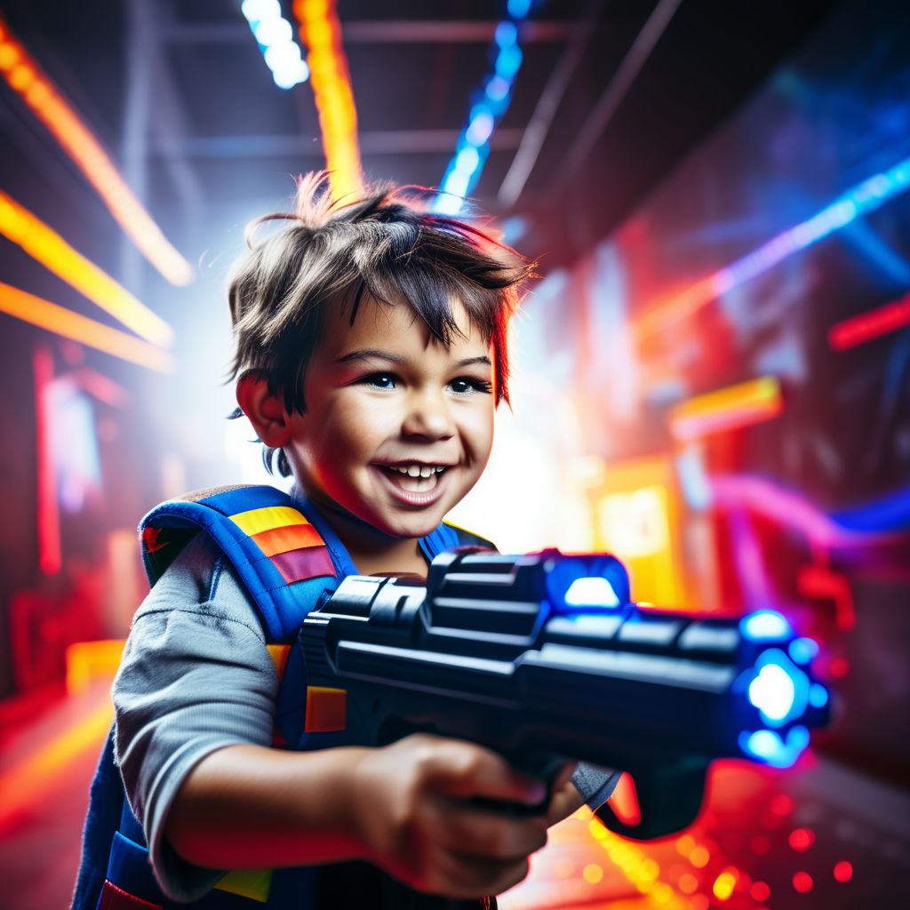 A child playing laser tag poster with copy space. by Muhammad umer ...