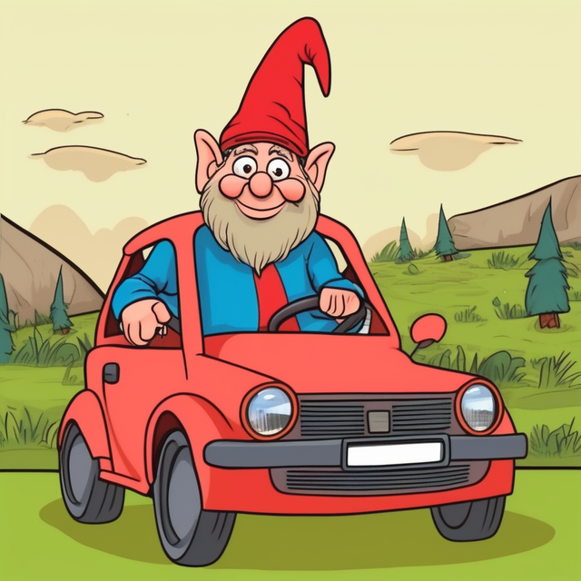 A GNOME DRIVING A SEAT Ibiza CARTOON by Mario - Playground