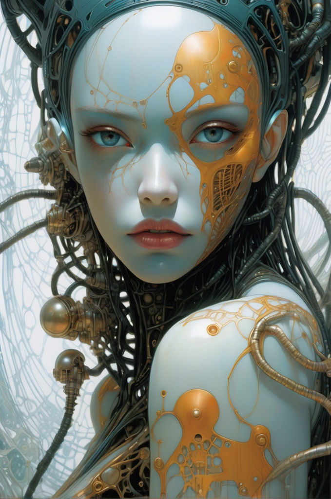 Vampire woman in creepy evil alien mechanical web suit by mkz - Playground