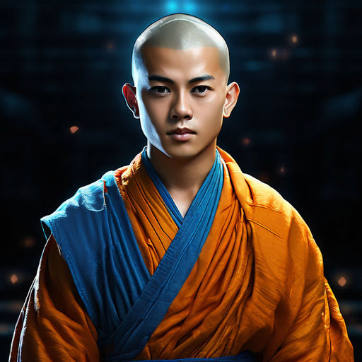 Very detailed drawing of a young monk looking forward Fully ... by ...