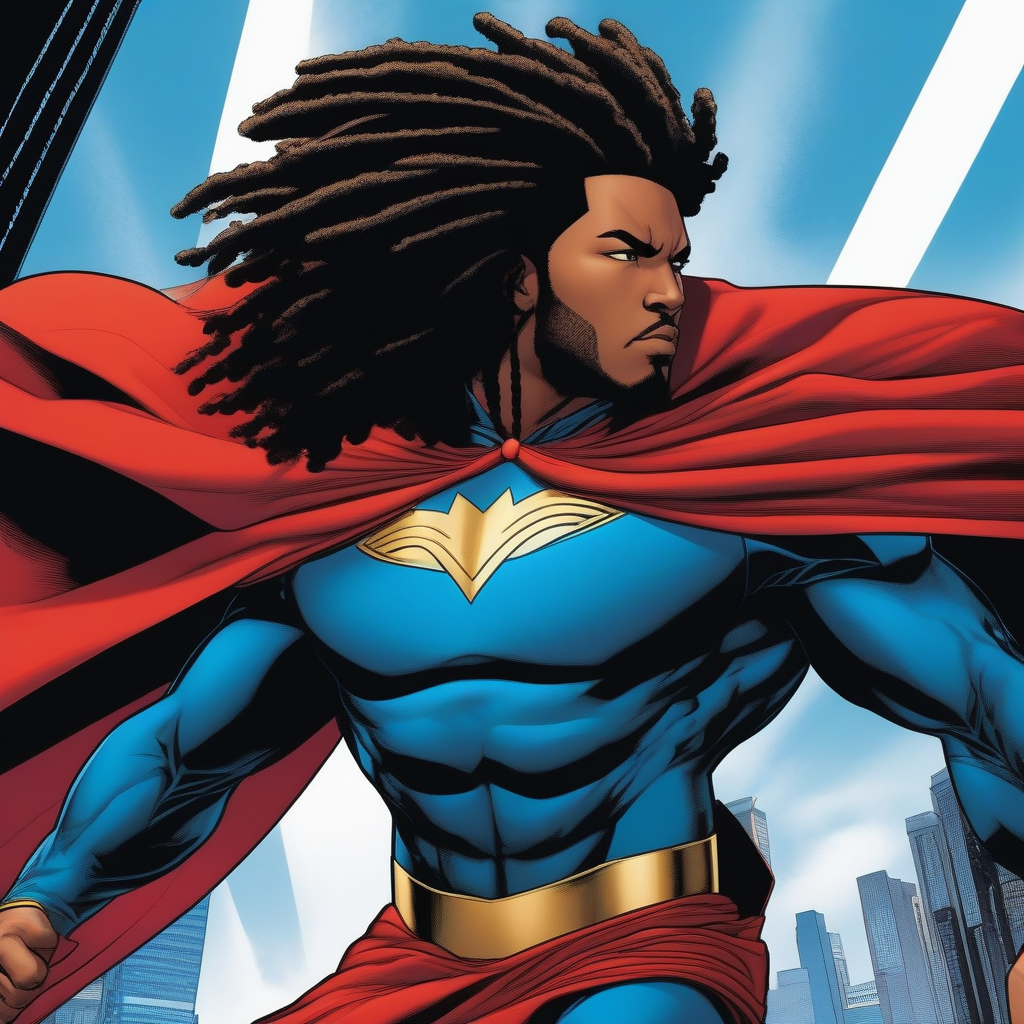 As seen from behind a strong muscular tall afro-asian super... by Tracy ...