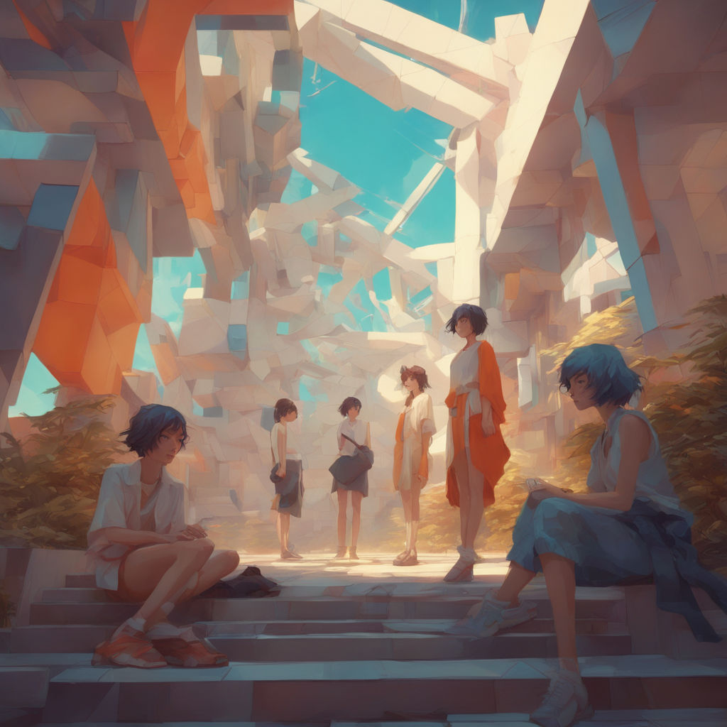 A cubist-inspired portrayal of an Anime group by anke.schemm@googlemail ...