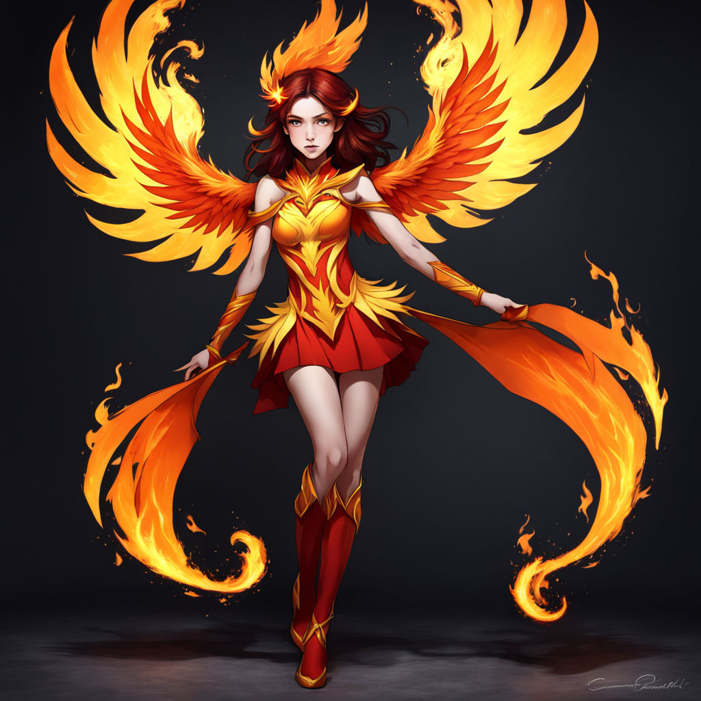 Fire personified female form Phoenix inspired costume Eleme... by ...
