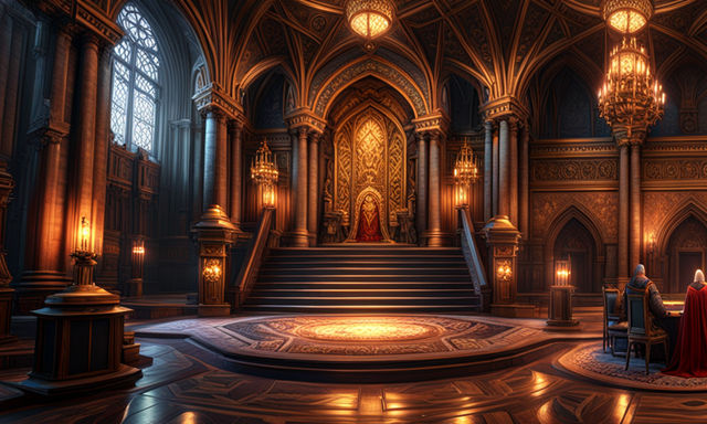 The dwarven throne room with the king of the dwarves and elv... by Max ...