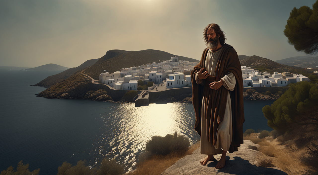 John the apostle on the island of Patmos by William Jesus - Playground