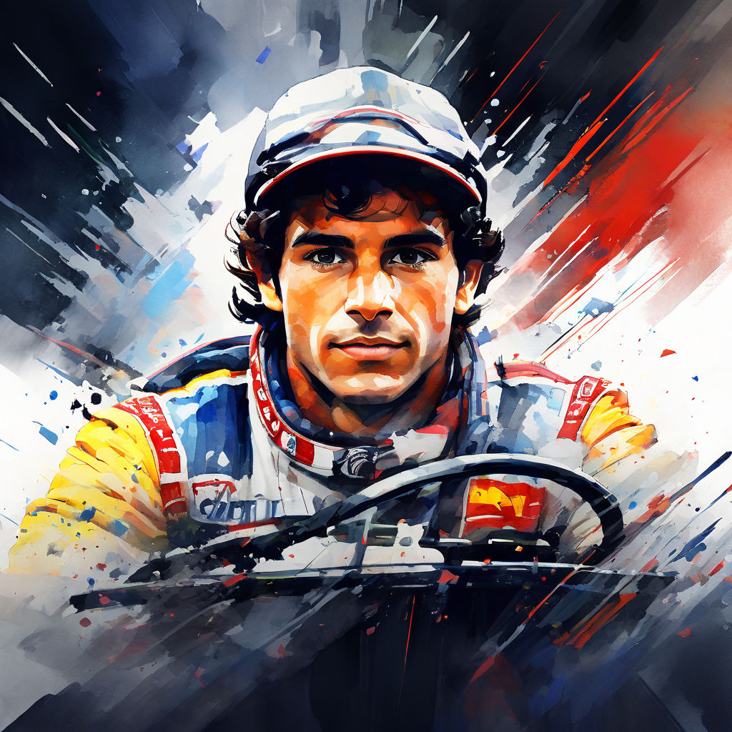 Ayrton Senna captured in a watercolor portrait by Alex Pelikh - Playground