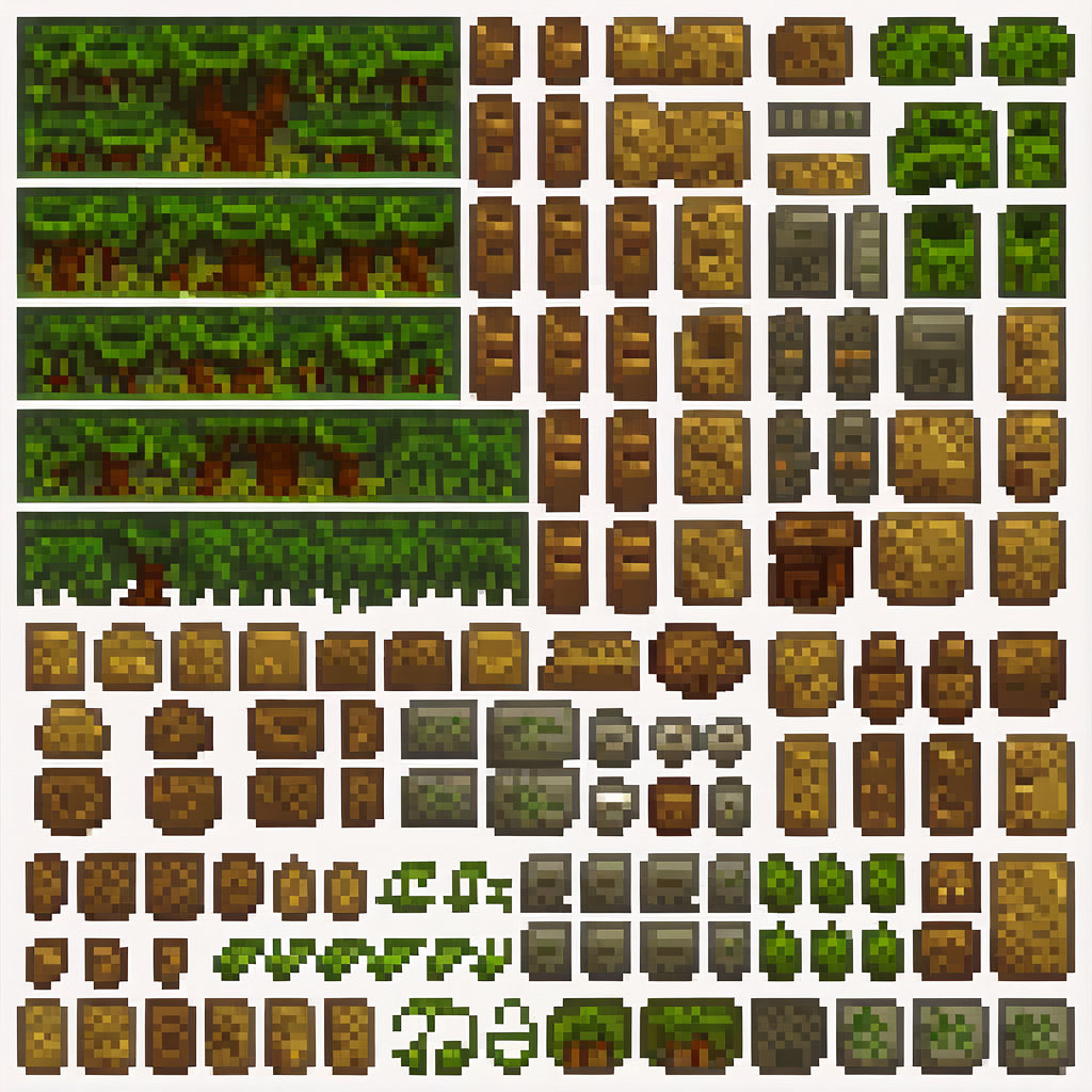 Pixel art tileset texture forest 64x64 pixels by Tigre Branco - Playground