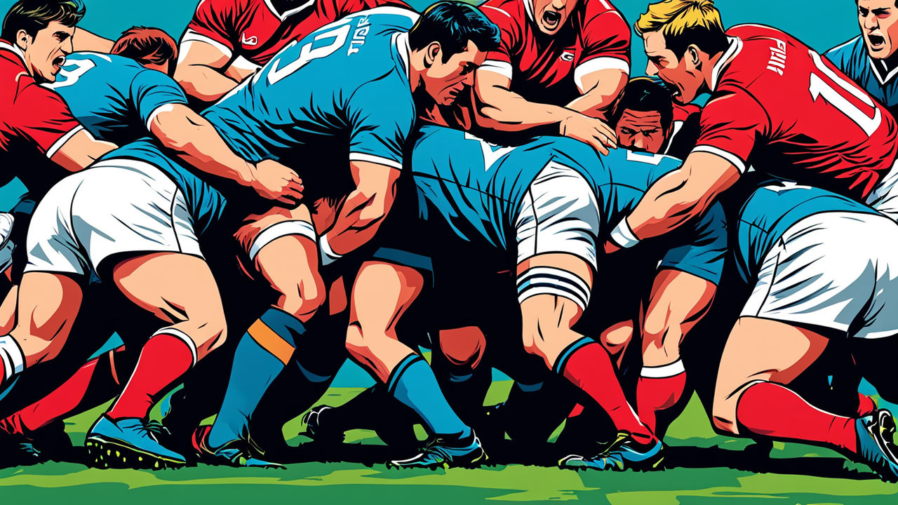 A Pop Art rugby scrum by Tio Ilmo Brandt - Playground