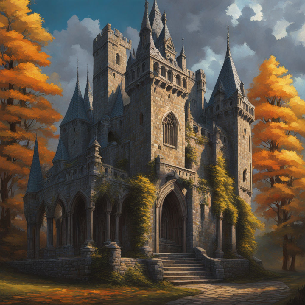 Create a gothic castle in Post-Impressionism painting style by DoviH ...