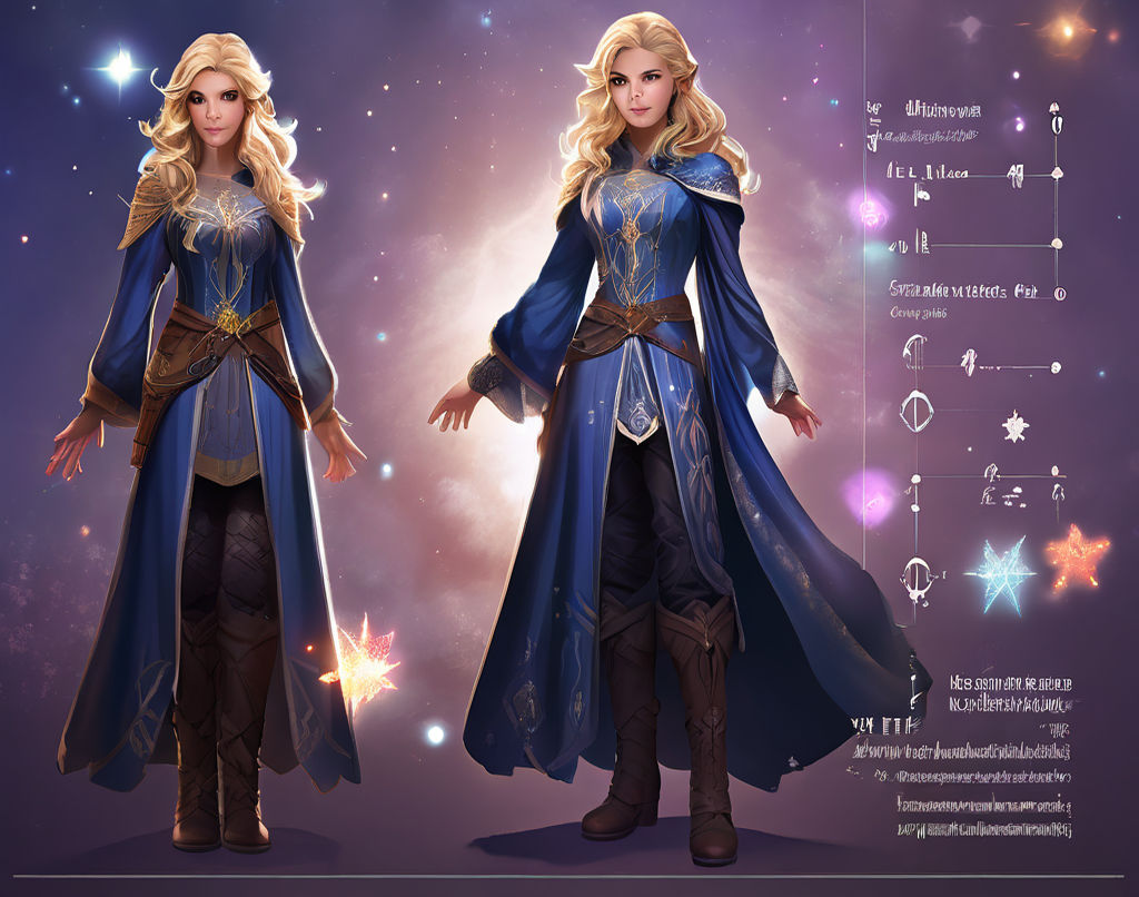 Character reference sheet of a young druid elf girl with blo... by whos ...