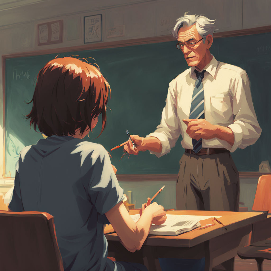 The teacher scolds his student during class because she is n... by ...