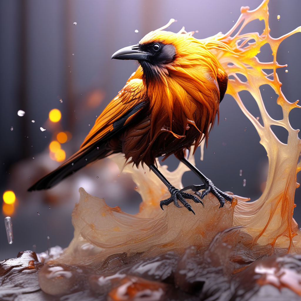 Raven made completely of crystalized amber colored slime by Wayne Vest ...