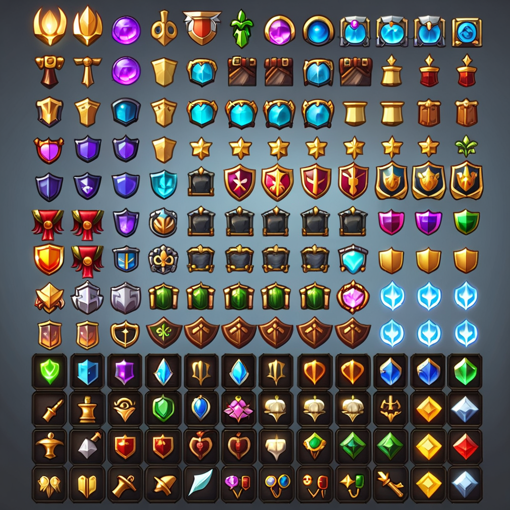 Create a set of 64x64 pixel icons for an MMORPG user interfa... by ...