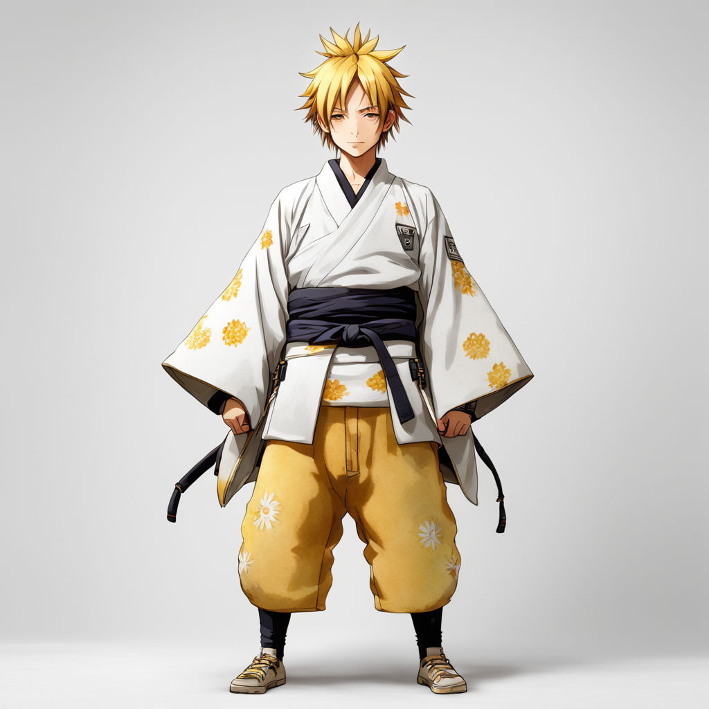 A full body portrait of Zenitsu Agatsuma. Plain White Backgr... by ...