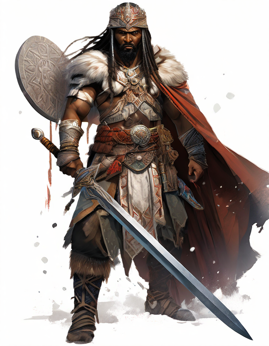 Somali barbarian character in a detailed watercolor style by military ...