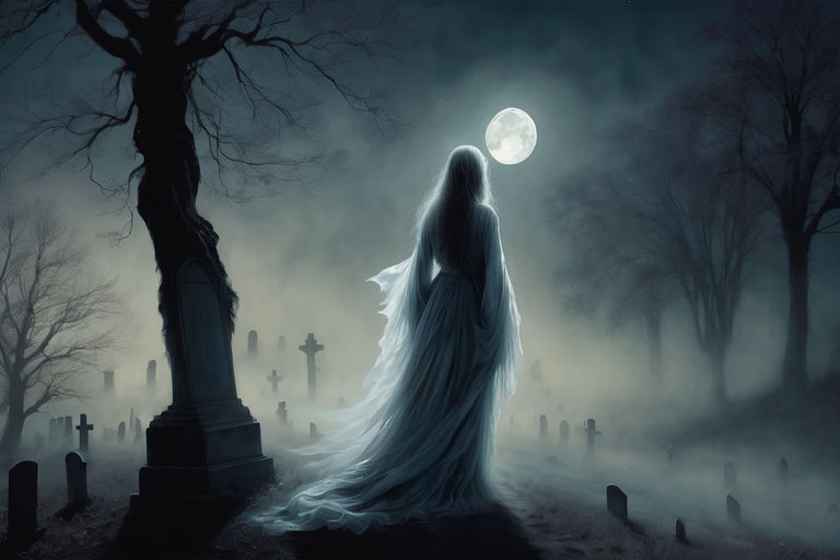 Headless ghost in a flowing spectral gown by Surabel Abel - Playground