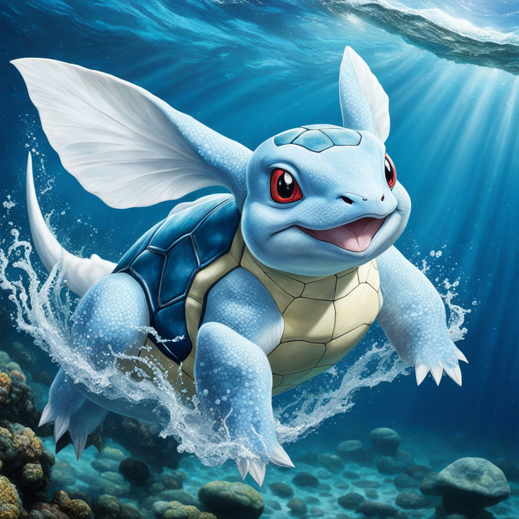 A realistc picture of the pokemon Wartortle in water by PRE - Playground