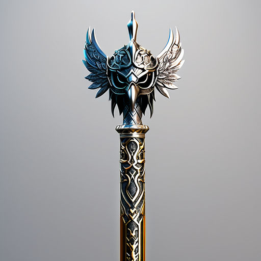 Make a silver scepter with an ornate regal looking head and ... by ...
