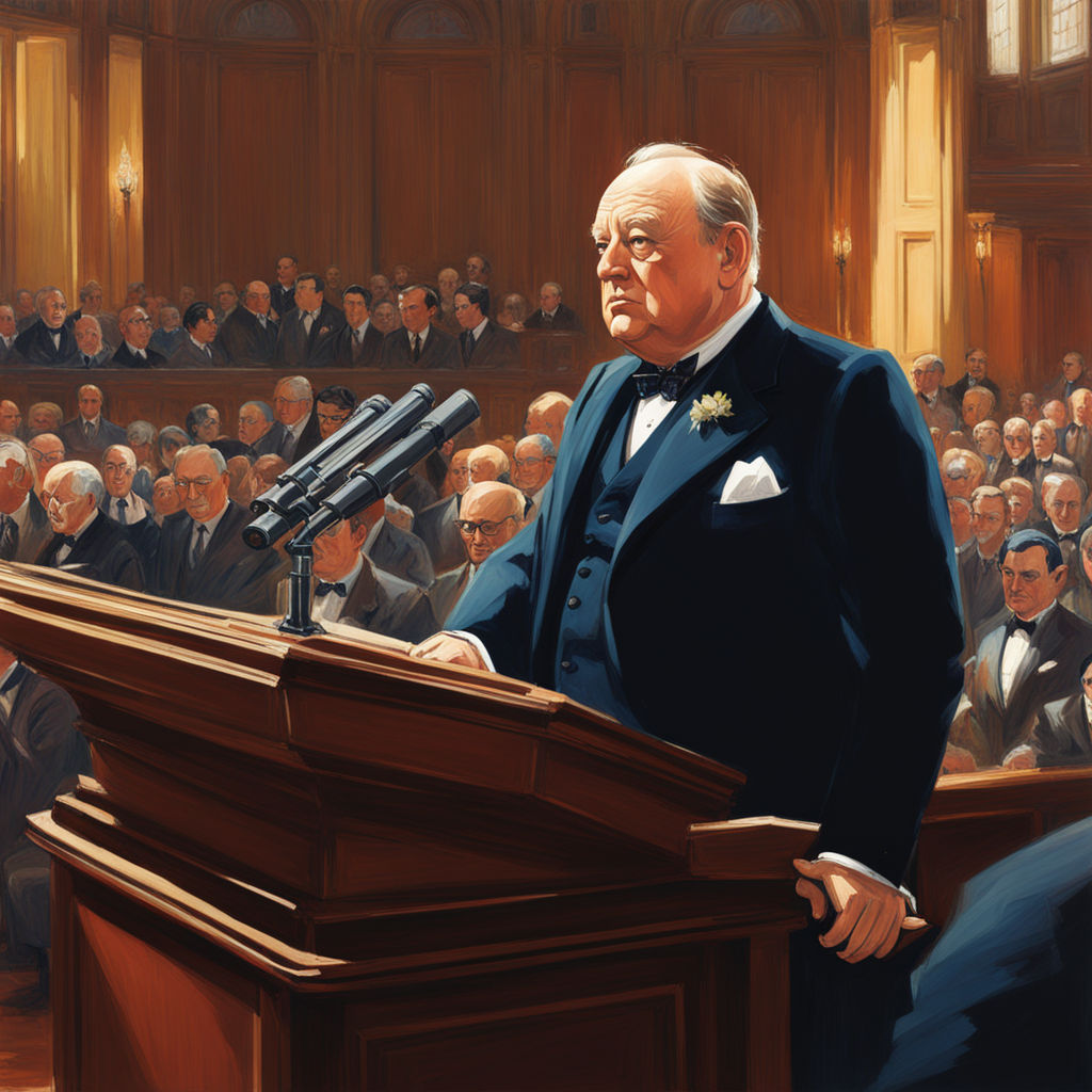 Winston Churchill delivering an impassioned speech in parlia... by ...