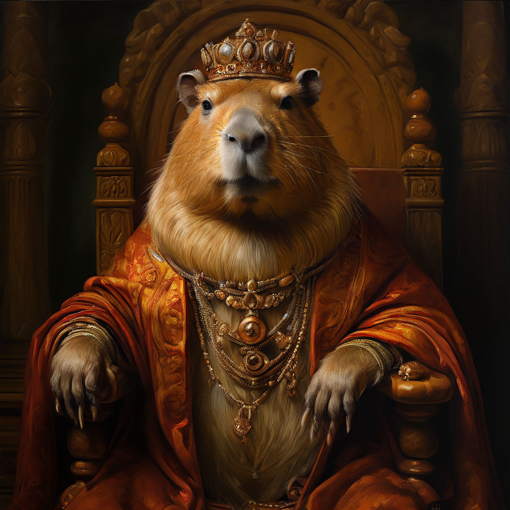 An oil painting of a capybara king by Varun Jayakumar - Playground