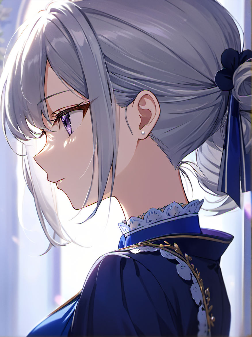 A close-up side profile portrait of an anime-style character... by ...