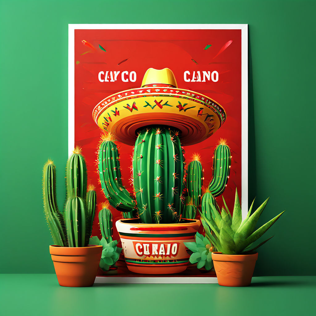 Cinco de mayo poster template design with cactus and mexican... by ...