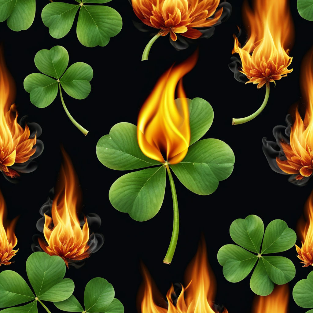 A 4 leaf clover on fire by Nuu Ruby - Playground
