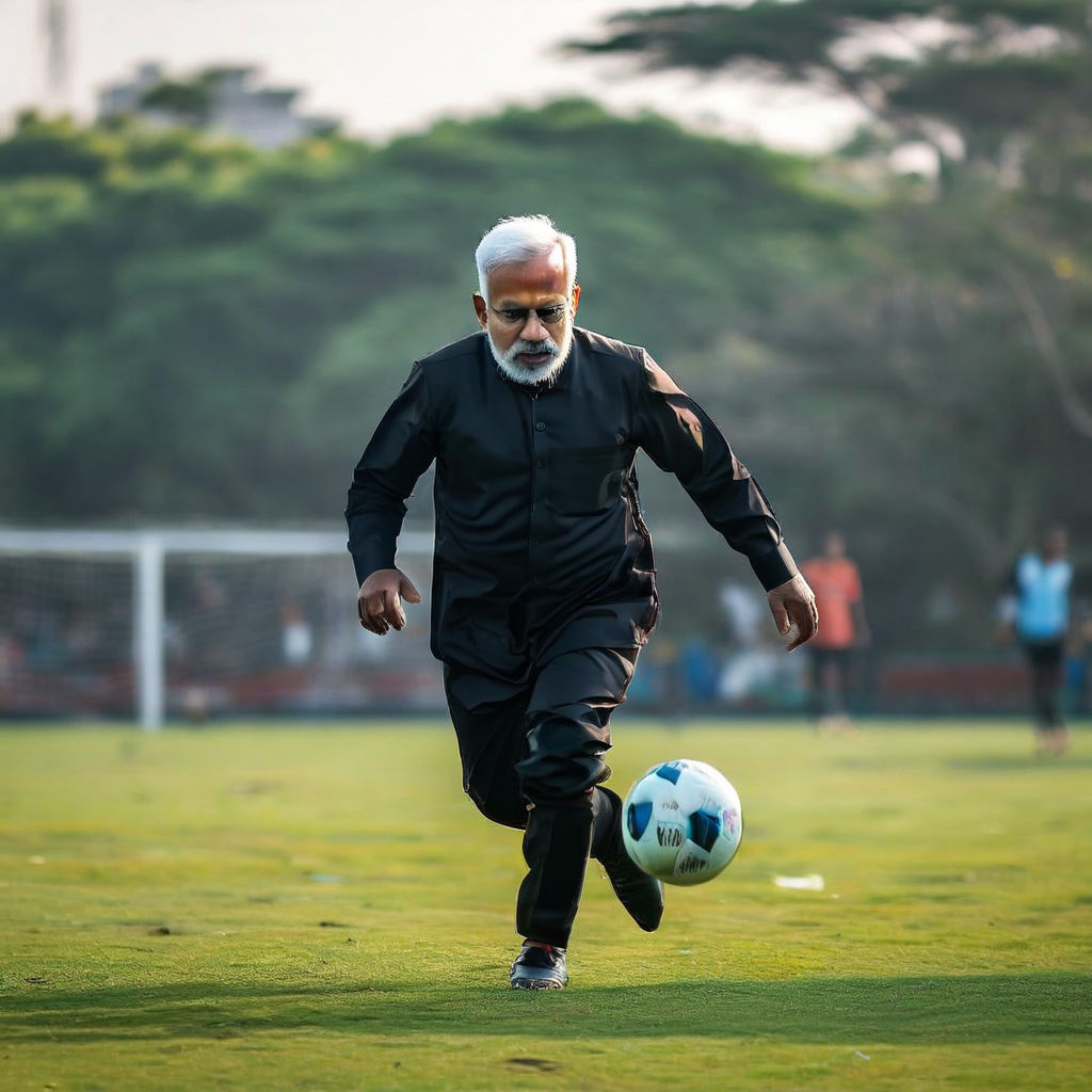Modi playing football by anurag sikarwar - Playground