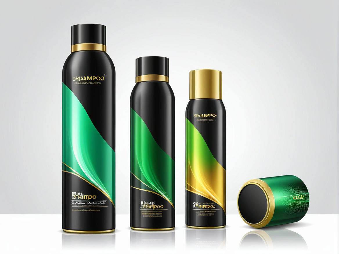 Realistic cool and modern black shampoo cans with empty labe... by ...