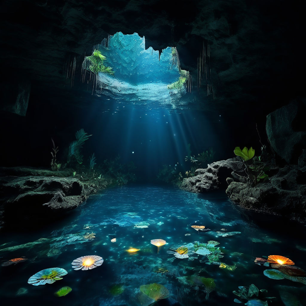 Imagen infografia realista.interior de un cenote con avertur... by Will ...