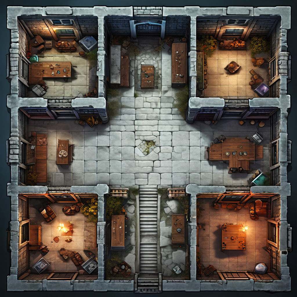 Top-down tabletop battlemap by Rafael Leal - Playground