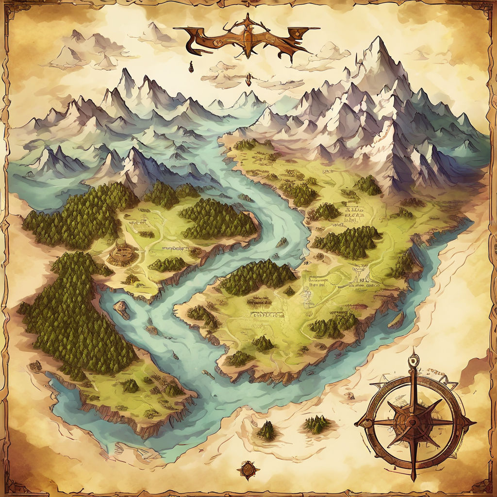 Map fantasy map anime style map detailed map Old scroll map by john ...