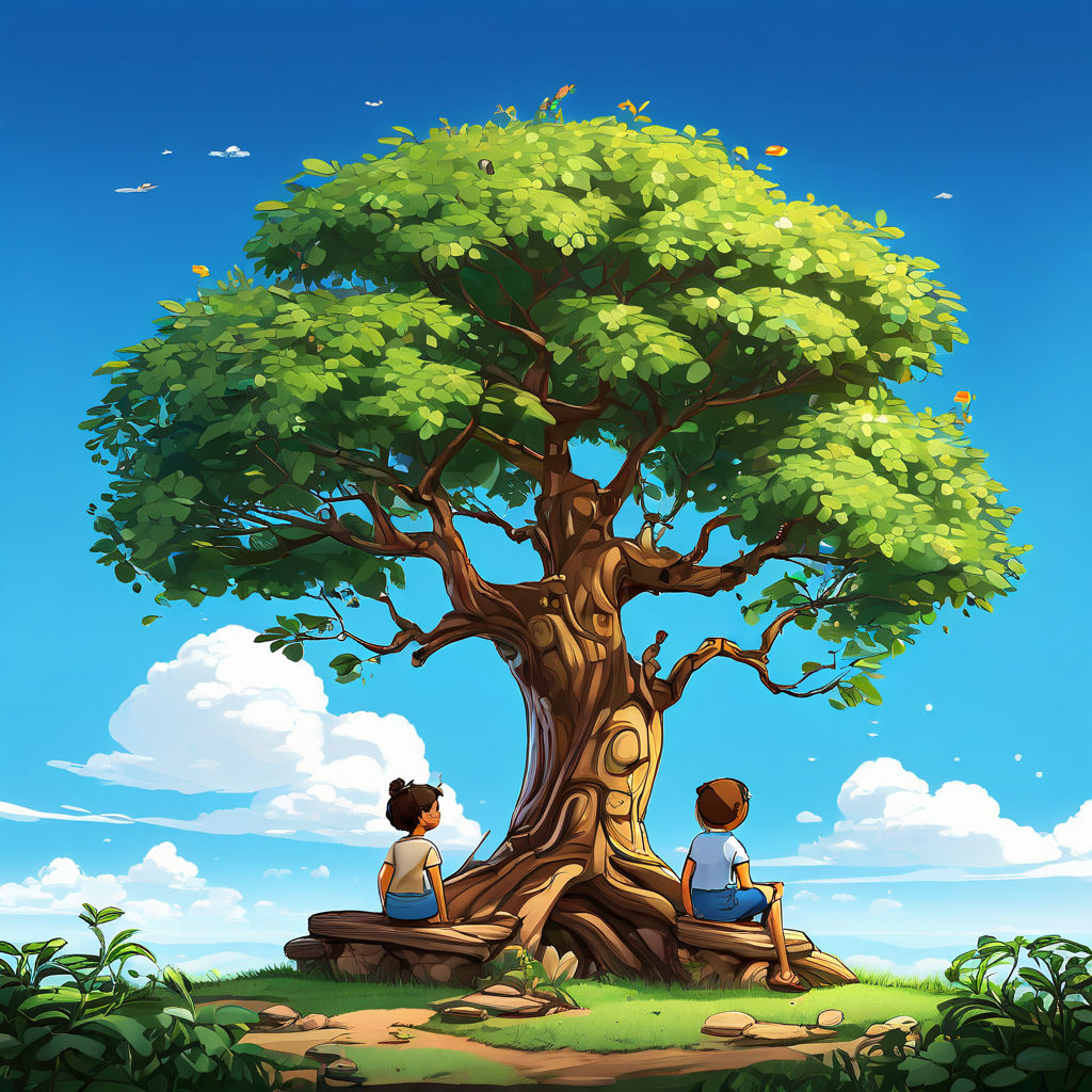 Narra tree and two friends. Make it like cartoon and the two... by ...
