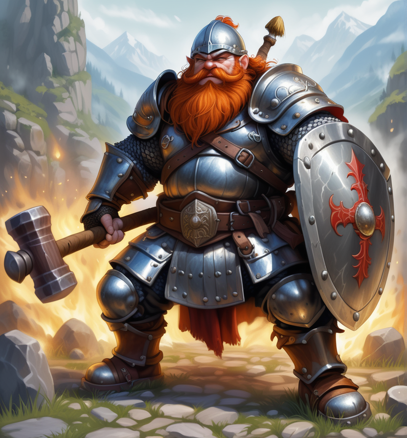 A dwarf in full plate steel armor by Bruno Marcon - Playground