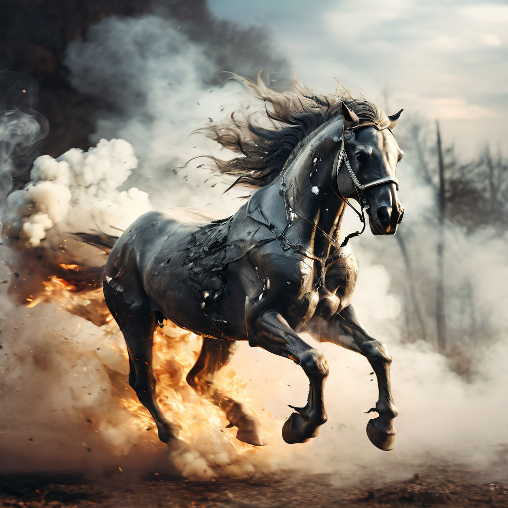 A skull merging into a running horse made of smoke by stanley azzopardi ...