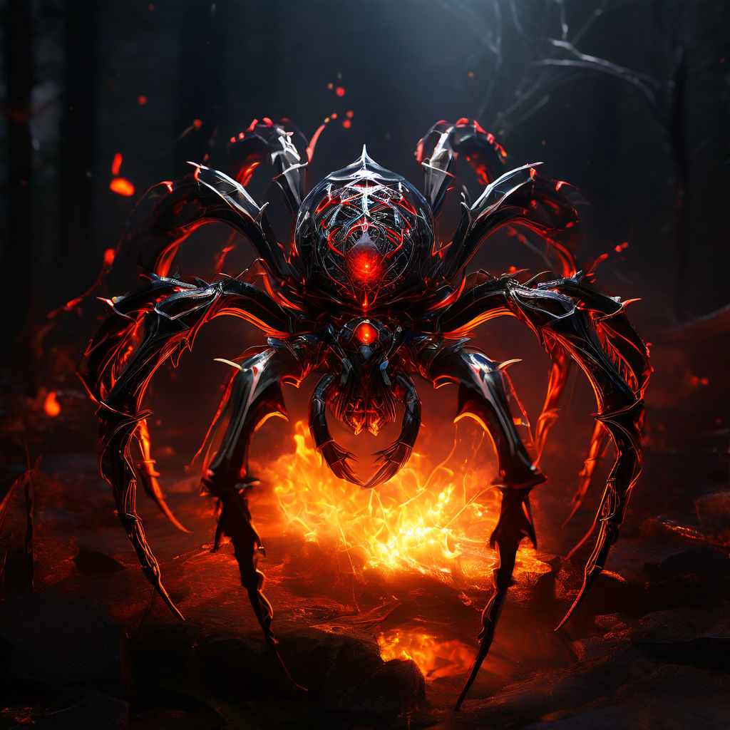 Dark Fantasy fire spider by Евгений Локетв - Playground