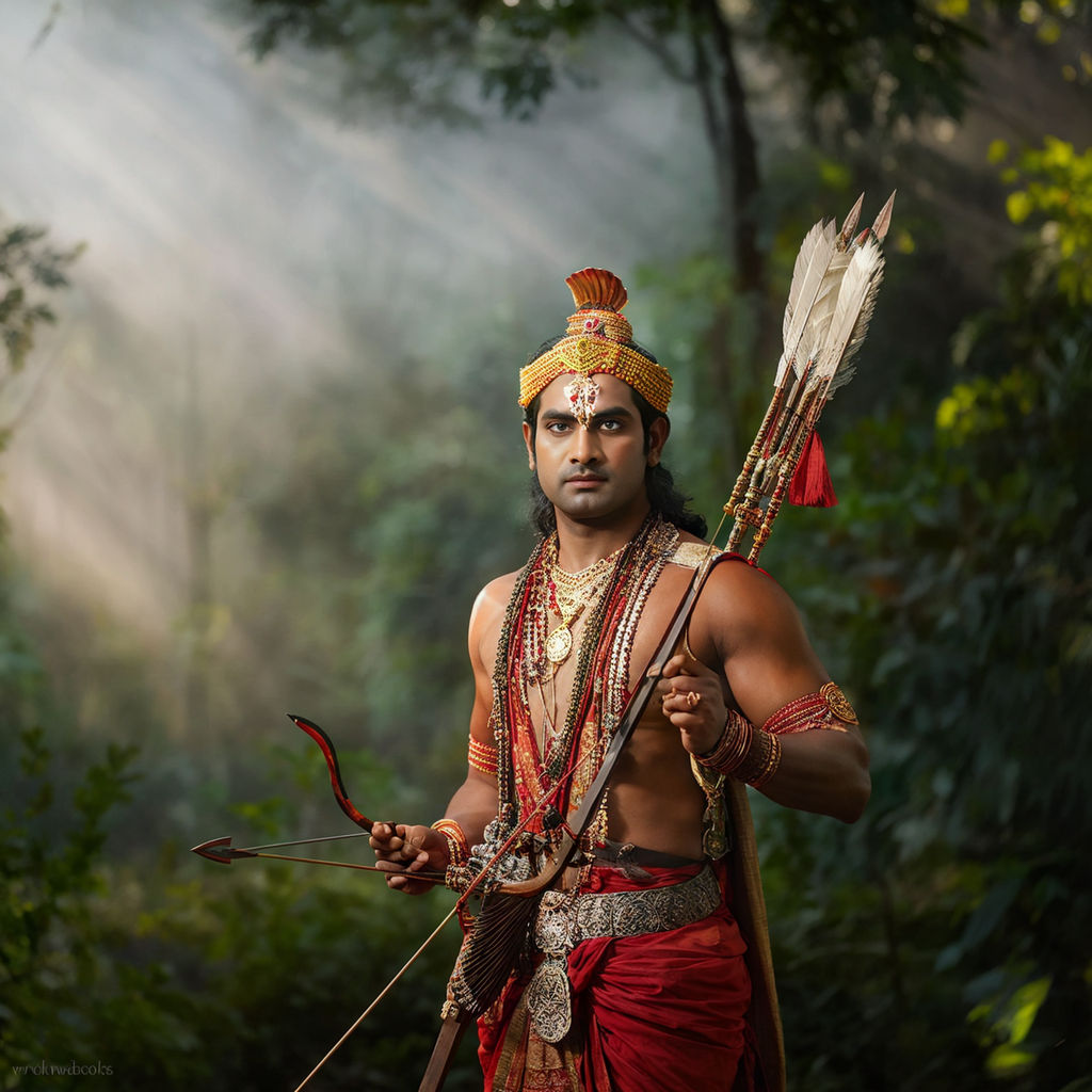 Lord Ram standing with a bow by Gunjan S - Playground