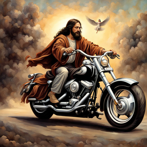 Jesus riding a harley davidson by Francisco Martínez Barrón - Playground