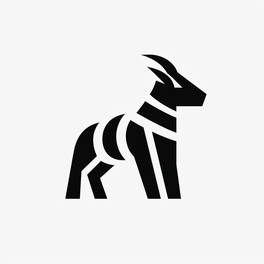 Modern Geometric Animal Logo Design Featuring Minimalist Goat Or Deer