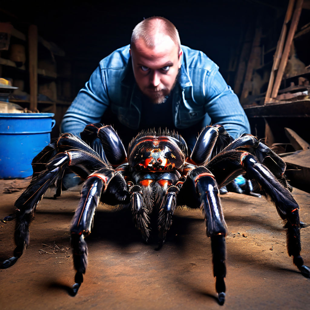 Huge trapdoor spider the size of a car capturing a human by Michael ...