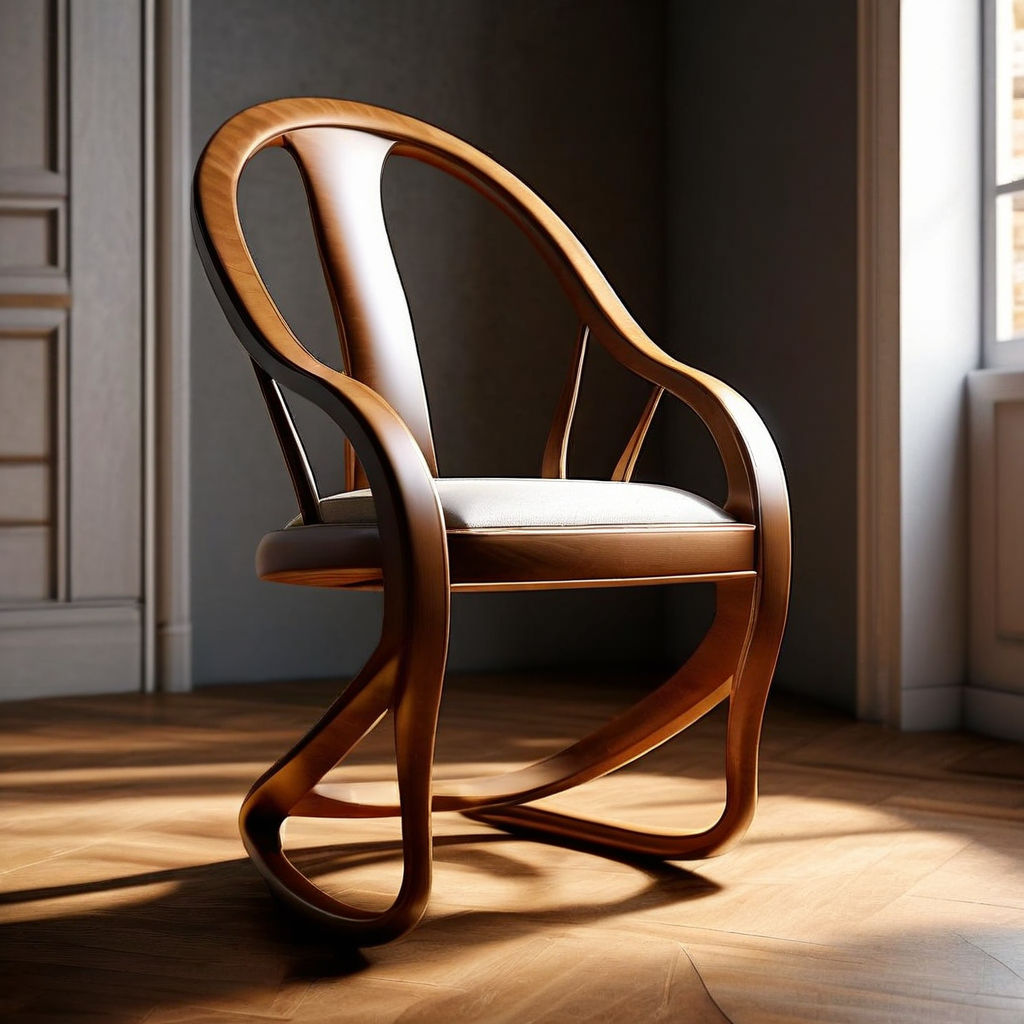 Create a realistic image of a six-legged chair positioned in... by ...