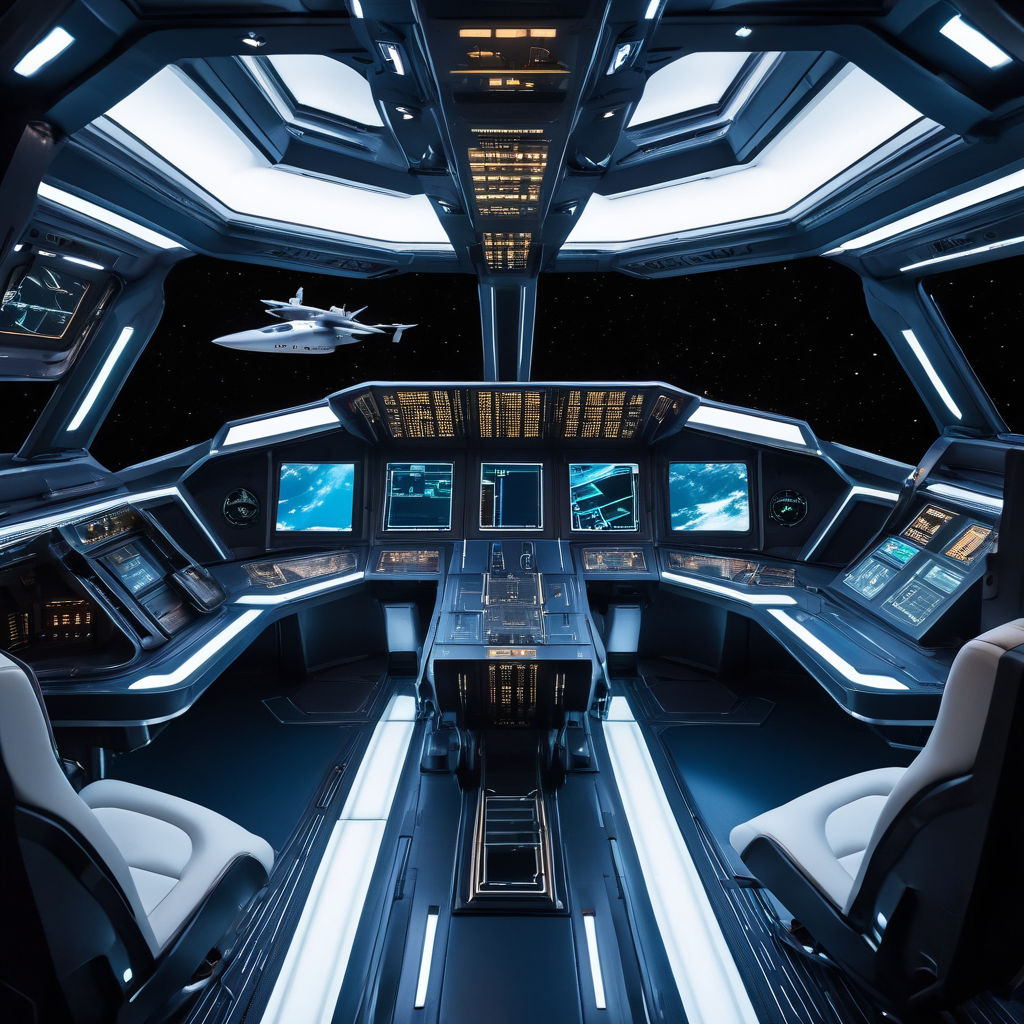 A spaceship interior with two ramps that have glass by Alex Thomas ...