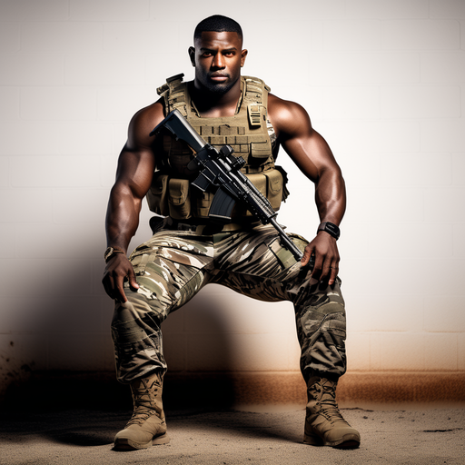 A muscular American black skinned special forces soldier wit... by SAFE ...