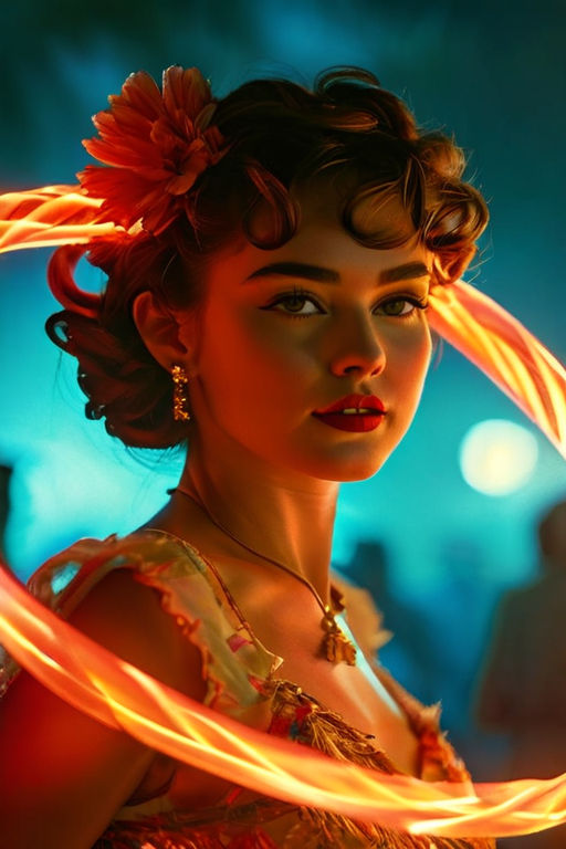In Focus Wide Shot Portrait Flaming Hula Hoop Girl By Kai Osen Playground