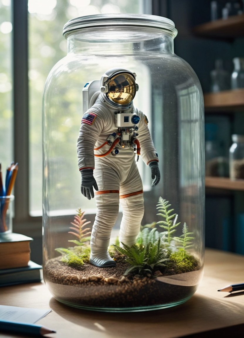 Hyper-realistic illustration of a spaceman specimen preserve... by ...