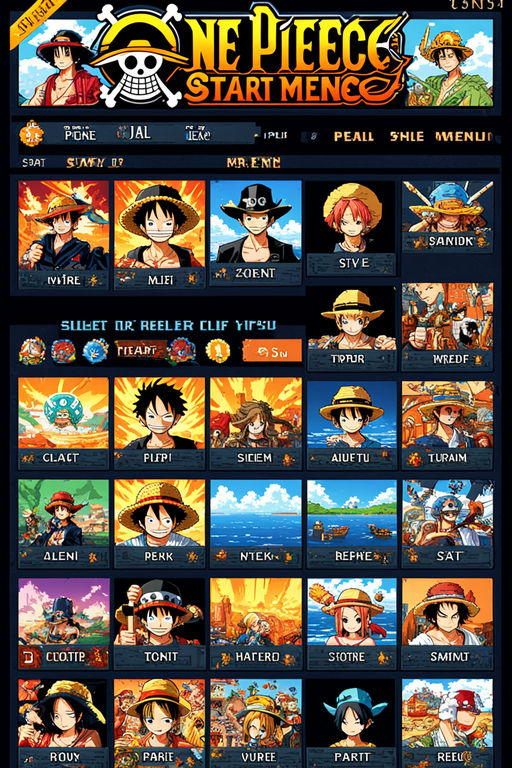 One Piece start screen menu pixel art game by Yoxxai - Playground