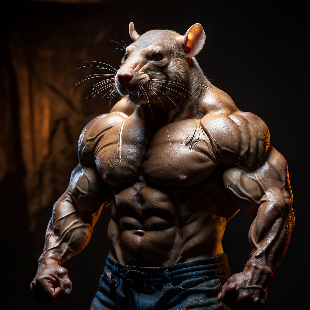 Hyper muscular bodybuilder rat flexing in speedos by Hades Fitness ...