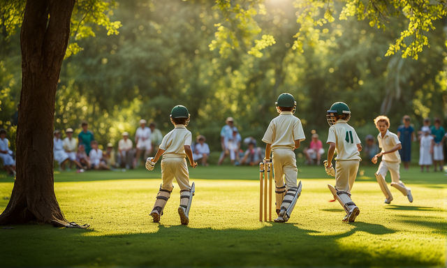 Children immersed in playing cricket by Babalu Nare - Playground